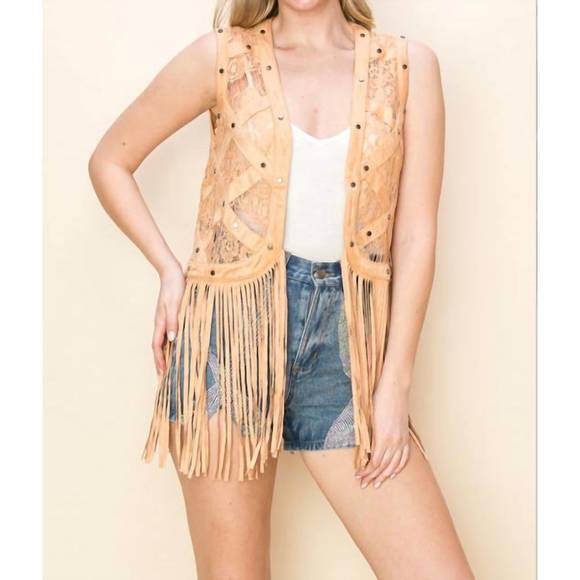VOCAL APPAREL | Jackets & Coats | New Vocal Apparel Lace Suede Fringe Hem Vest In Orange | Poshmark